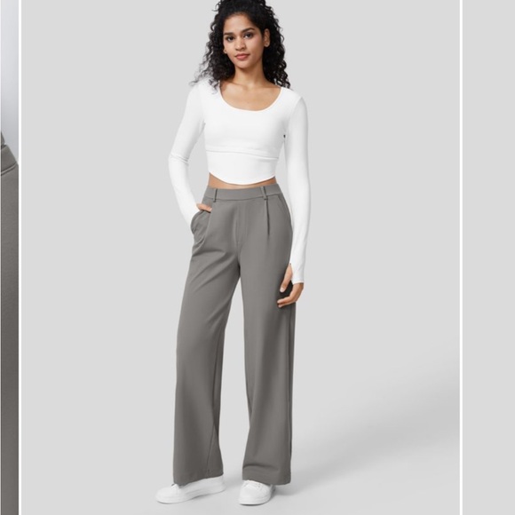 HALARA | Pants & Jumpsuits | Halara High Waisted Straight Leg Grey Work ...